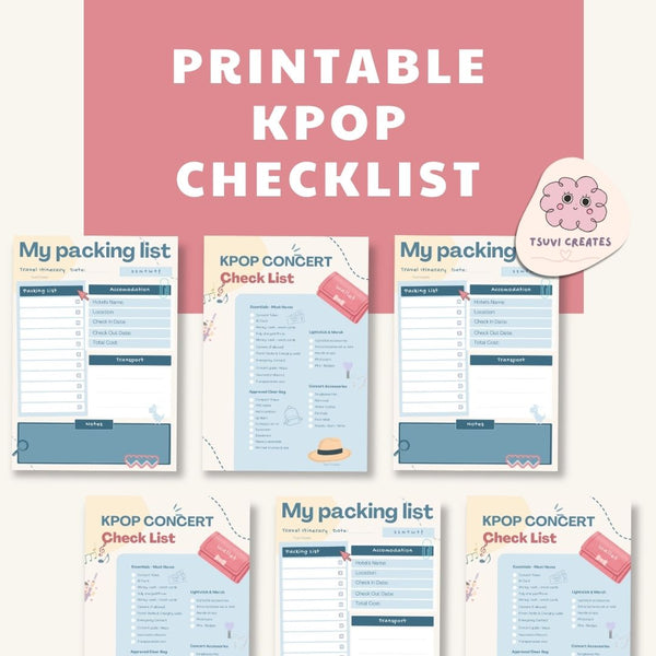 Kpop Concert Checklist - Digital Planner Template – Tsuvishop