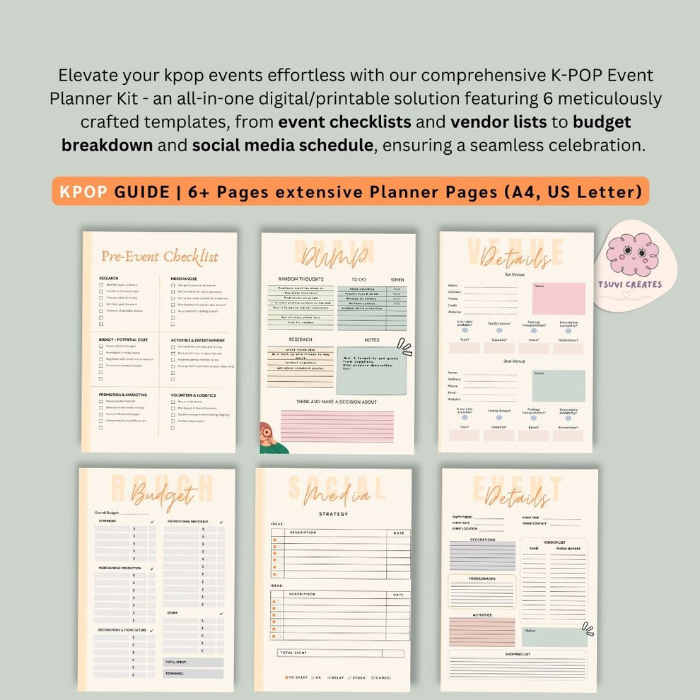 Kpop Event Organiser - Digital Planner Template – Tsuvishop